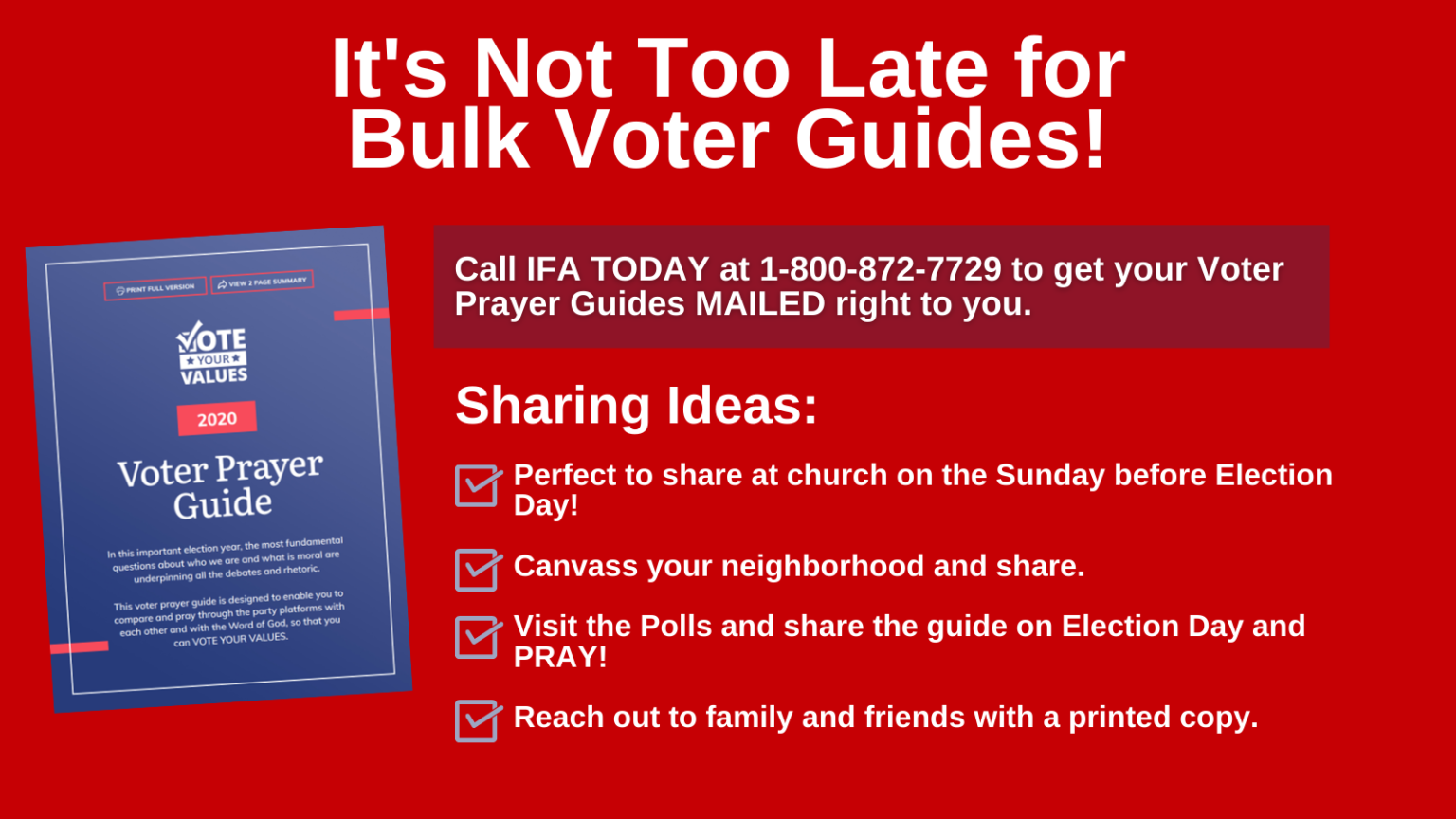 LAST CALL FOR BULK VOTER GUIDES! - Intercessors for America